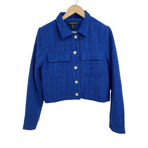 Rachel Zoe | Jackets & Coats | Rachel Zoe Royal Blue Tweed Crop Silver ...